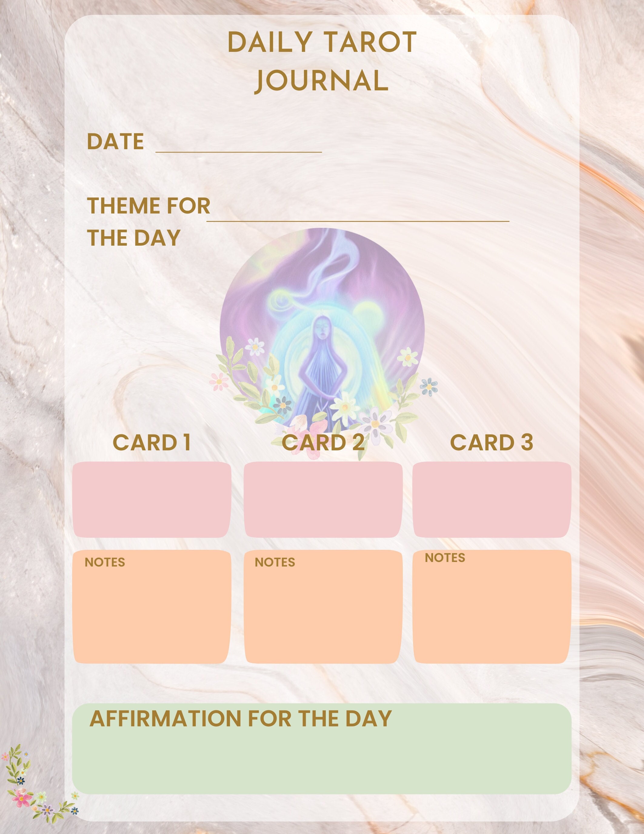 Daily & Yearly Tarot Journal Templates, Easy to Use Tarot Reading ...
