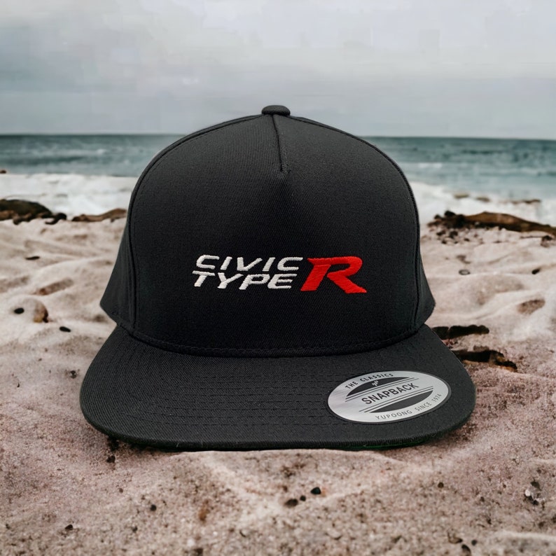 Civic Type R Cap Embroidered Logo Snap Back Yupoong 5 Panel Hat Honda ...