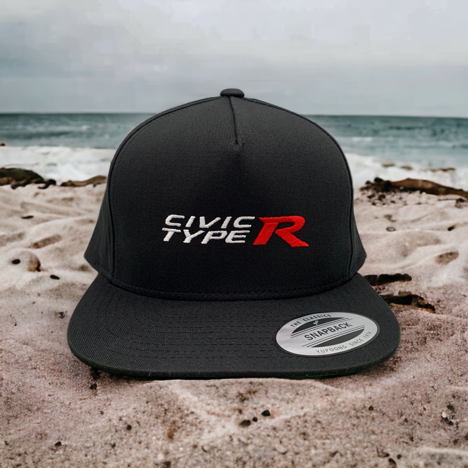 Civic Type R Cap Embroidered Logo Snap Back Yupoong 5 Panel Hat Honda ...