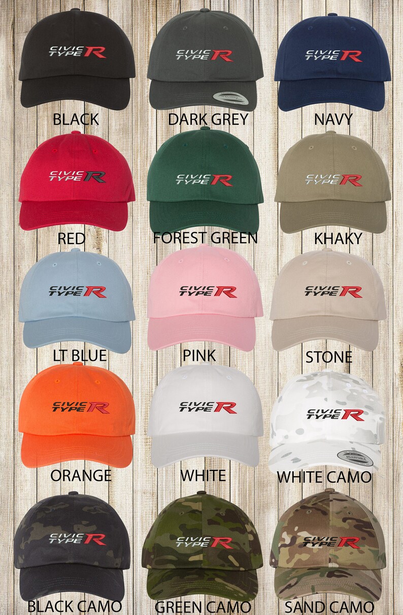 Civic Type R Cap Embroidered Logo Snap Back Yupoong 5 Panel Hat Honda ...