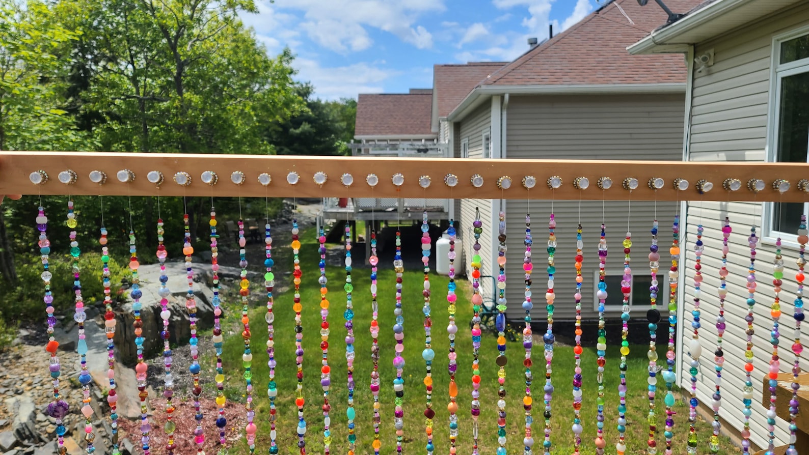 Beautiful Reflective Beaded Curtain With Attached Rod Ready to Hang 30 ...