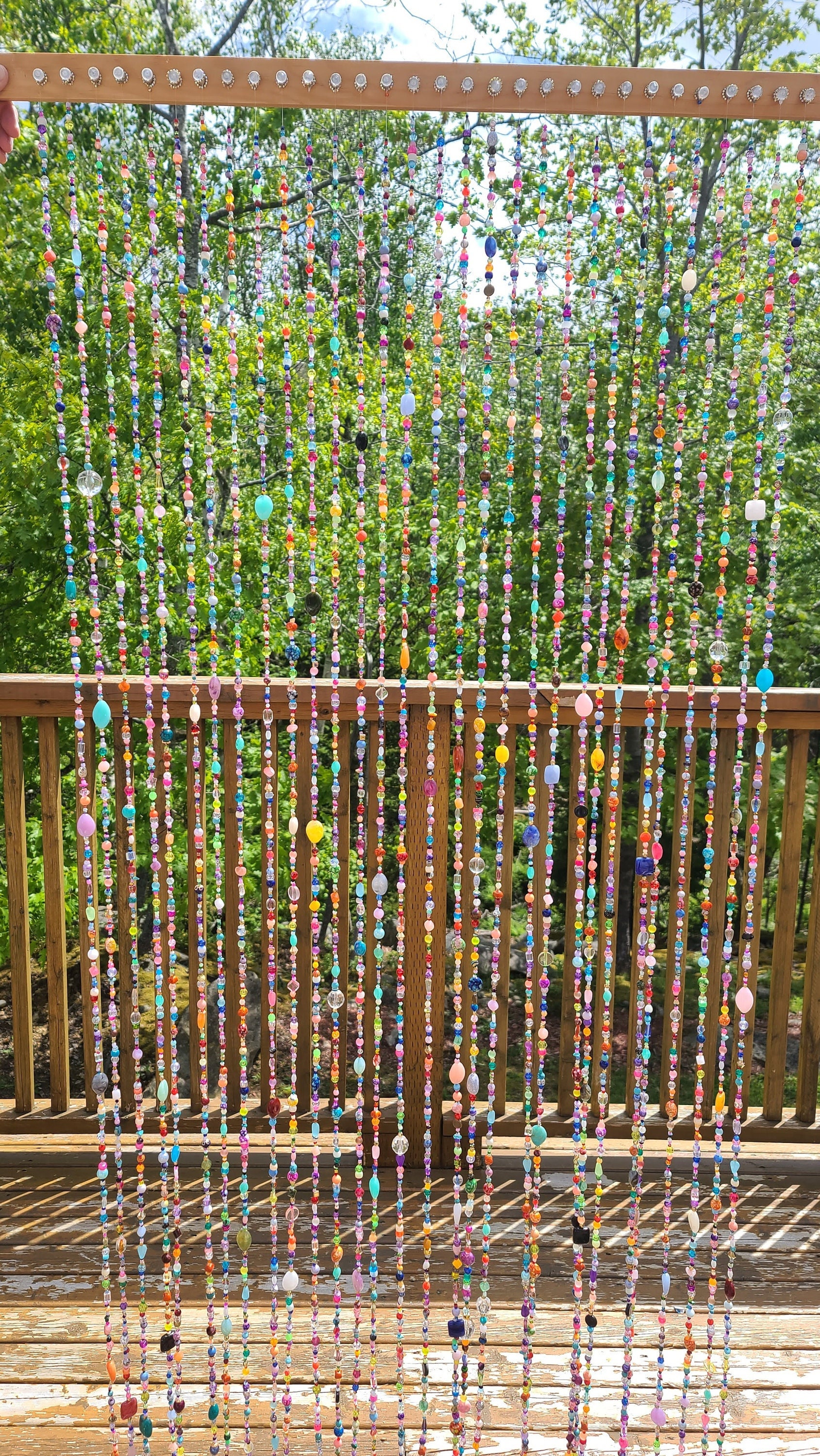 Beautiful Reflective Beaded Curtain With Attached Rod Ready to Hang 30 ...