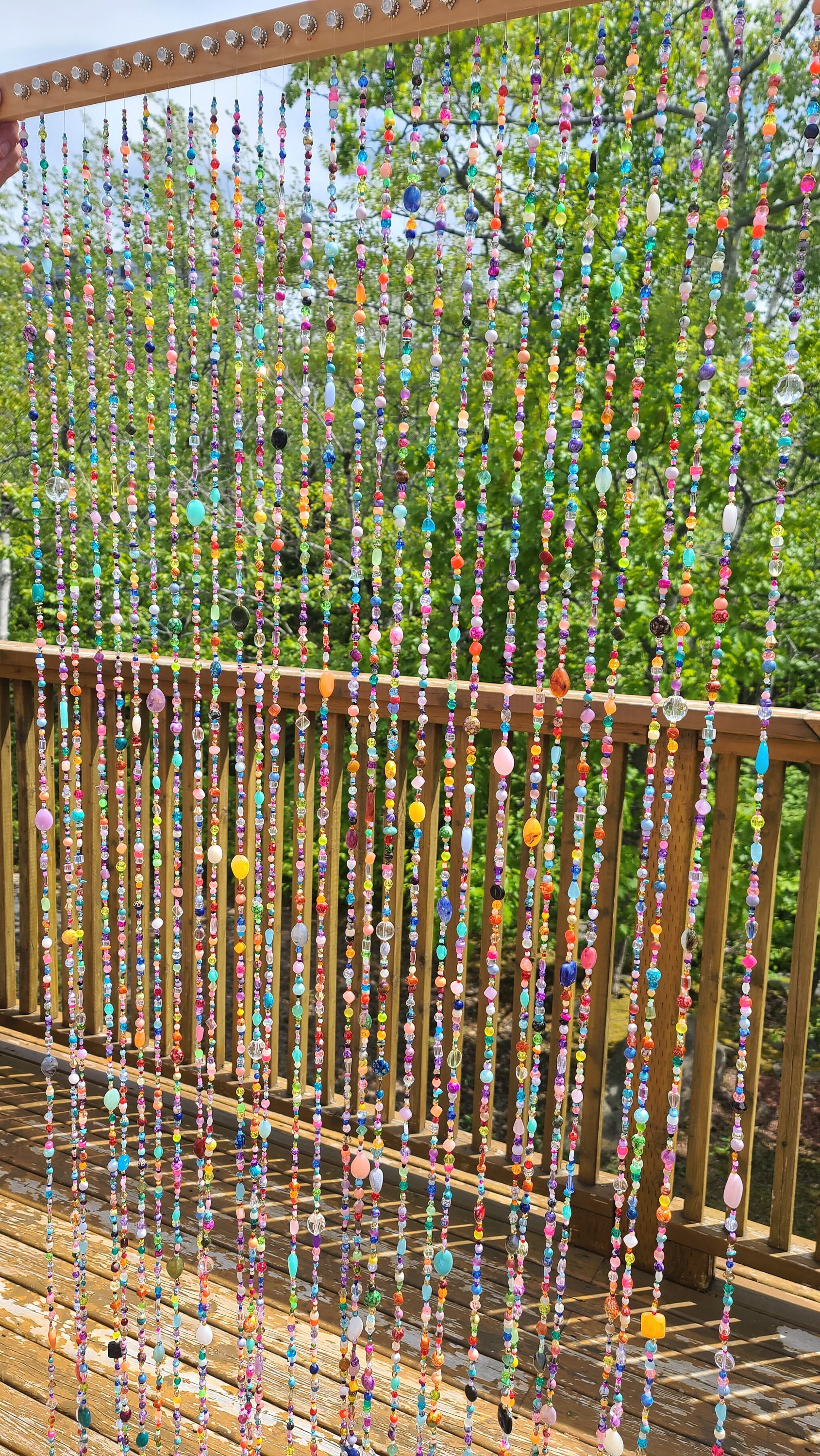 Beautiful Reflective Beaded Curtain With Attached Rod Ready to Hang 30 ...