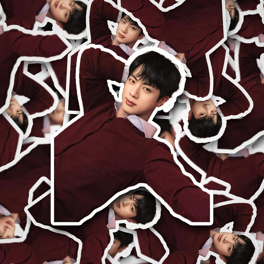 Jin Happy Laying Down Sticker | Jin Stickers | Bangtan Sticker | Jin ...