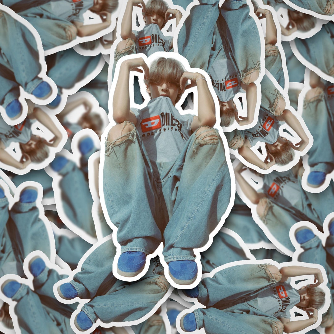 Taehyung Layover Sitting Sticker | Stickers | Bangtan Sticker | V ...