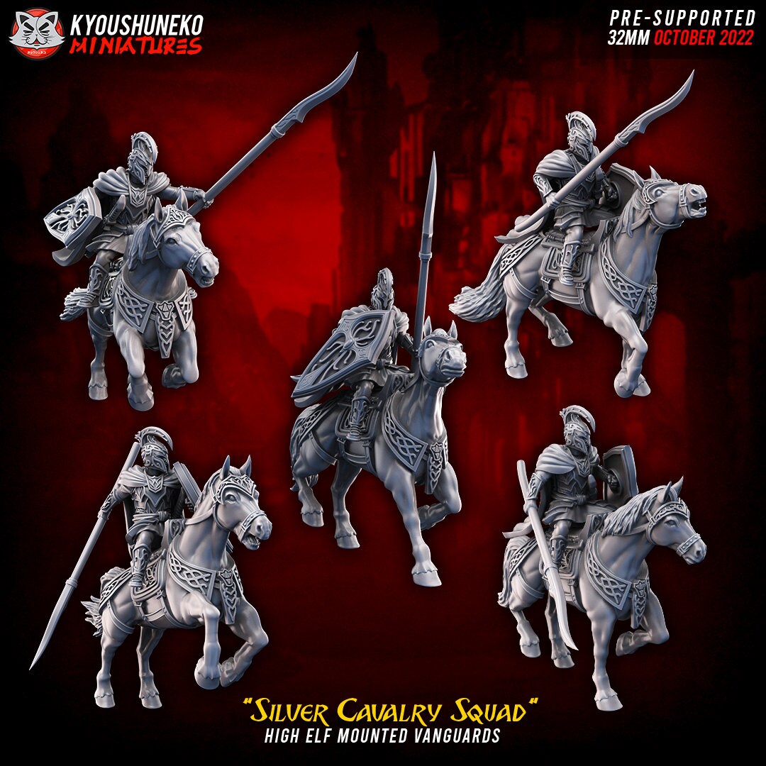 High Elves Silver Calvary Fantasy Miniatures Proxy Army 32mm - Etsy