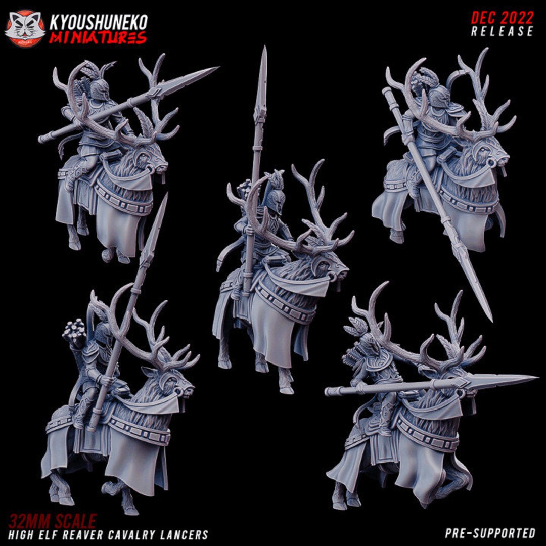 High Elves Reaver Calvary Lances * Fantasy Miniatures Proxy Army 32mm ...