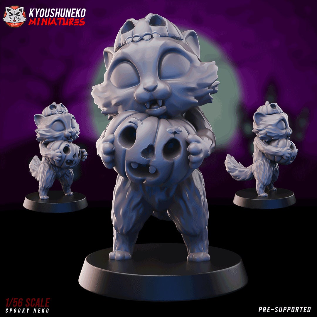 Spookey Neko Halloween Chibi Cat Miniature Cutie Figure for Painting - Etsy