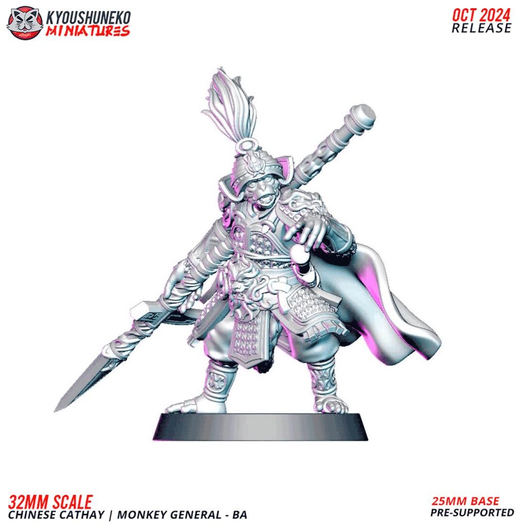 CATHAY MONKEY GENERAL Ba Fantasy Miniatures Proxy Army 32mm - Etsy