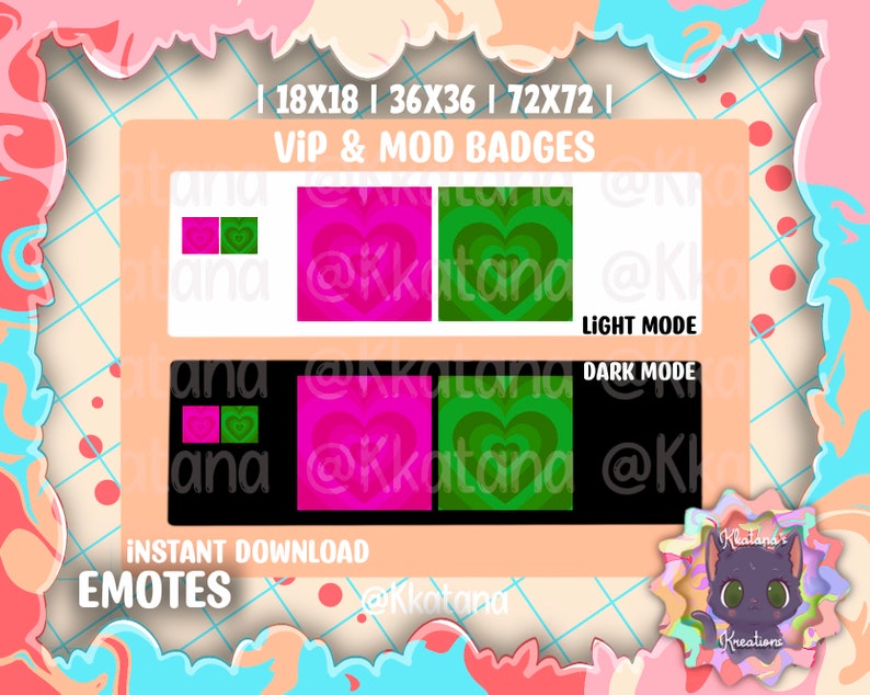 Mod and Vip Badge Heart Tunnel - Twitch - Streamer - Discord - Youtube ...