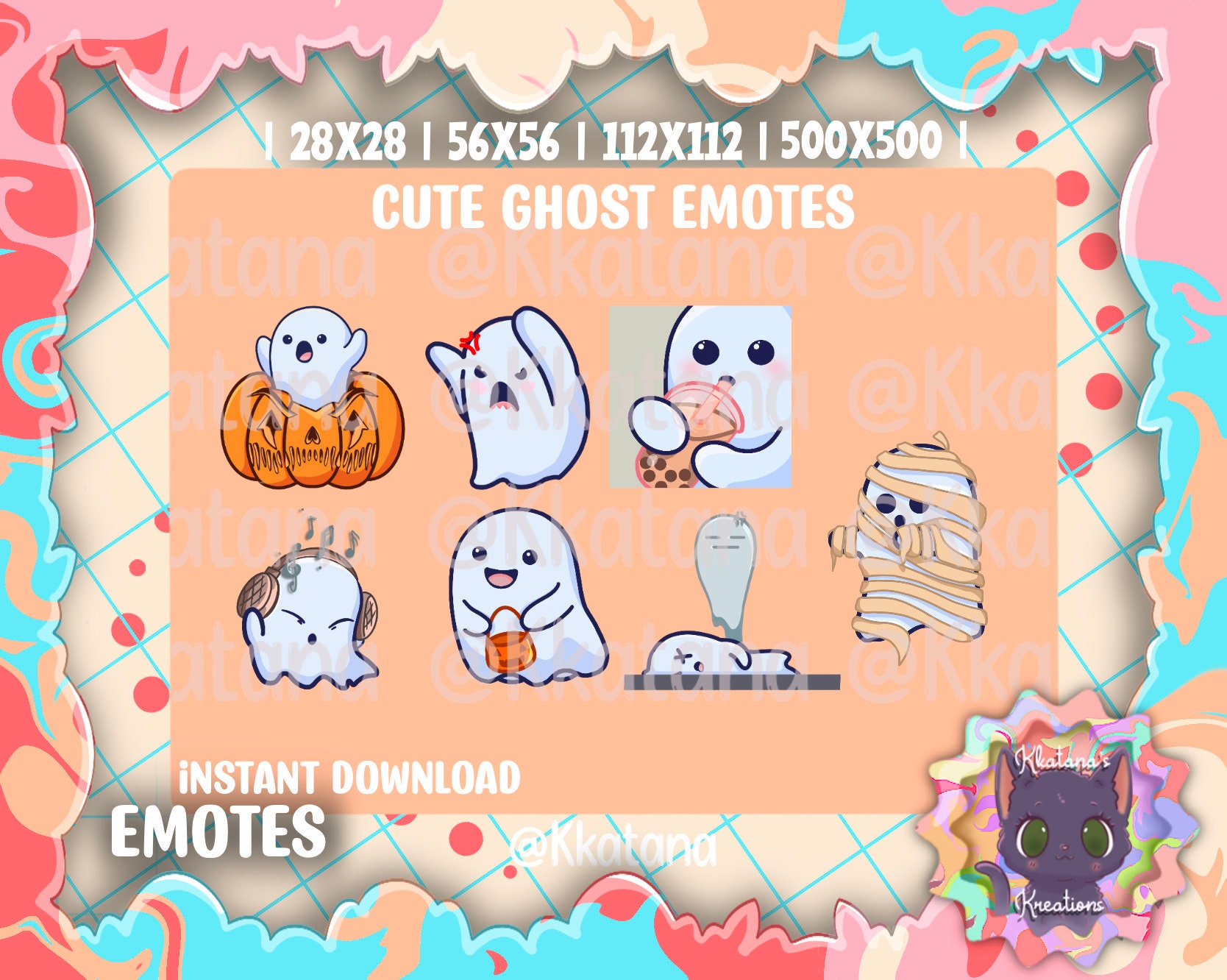 Cute Ghost Emotes -emotes (7)- Twitch - Streamer - Discord - Youtube ...