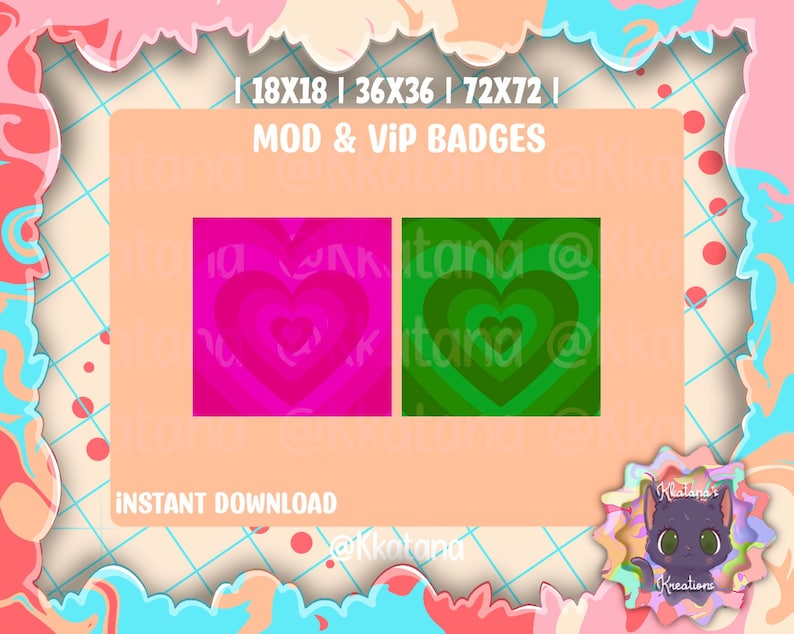Mod and Vip Badge Heart Tunnel - Twitch - Streamer - Discord - Youtube ...