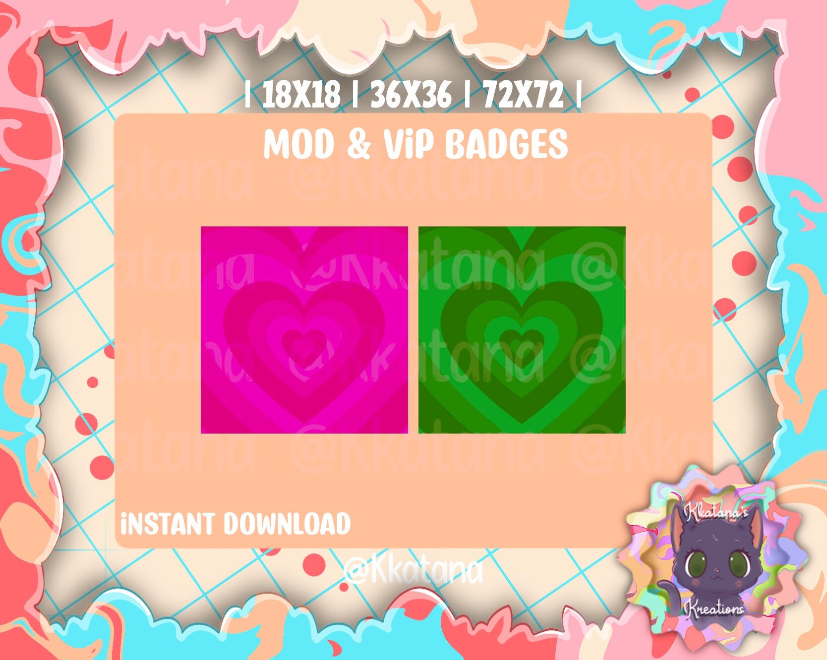 Mod and Vip Badge Heart Tunnel - Twitch - Streamer - Discord - Youtube ...