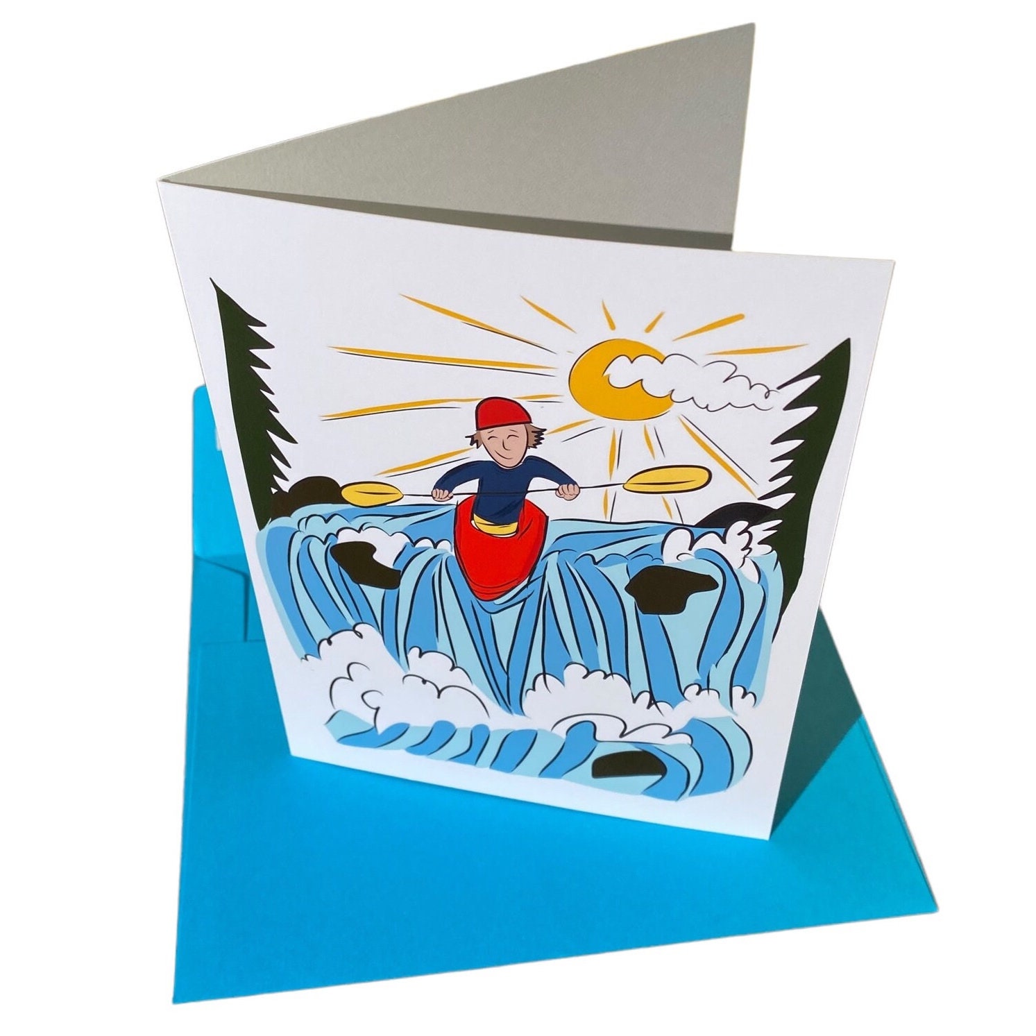 Kayak Waterfall Adventure Card Kayaking Card - Etsy