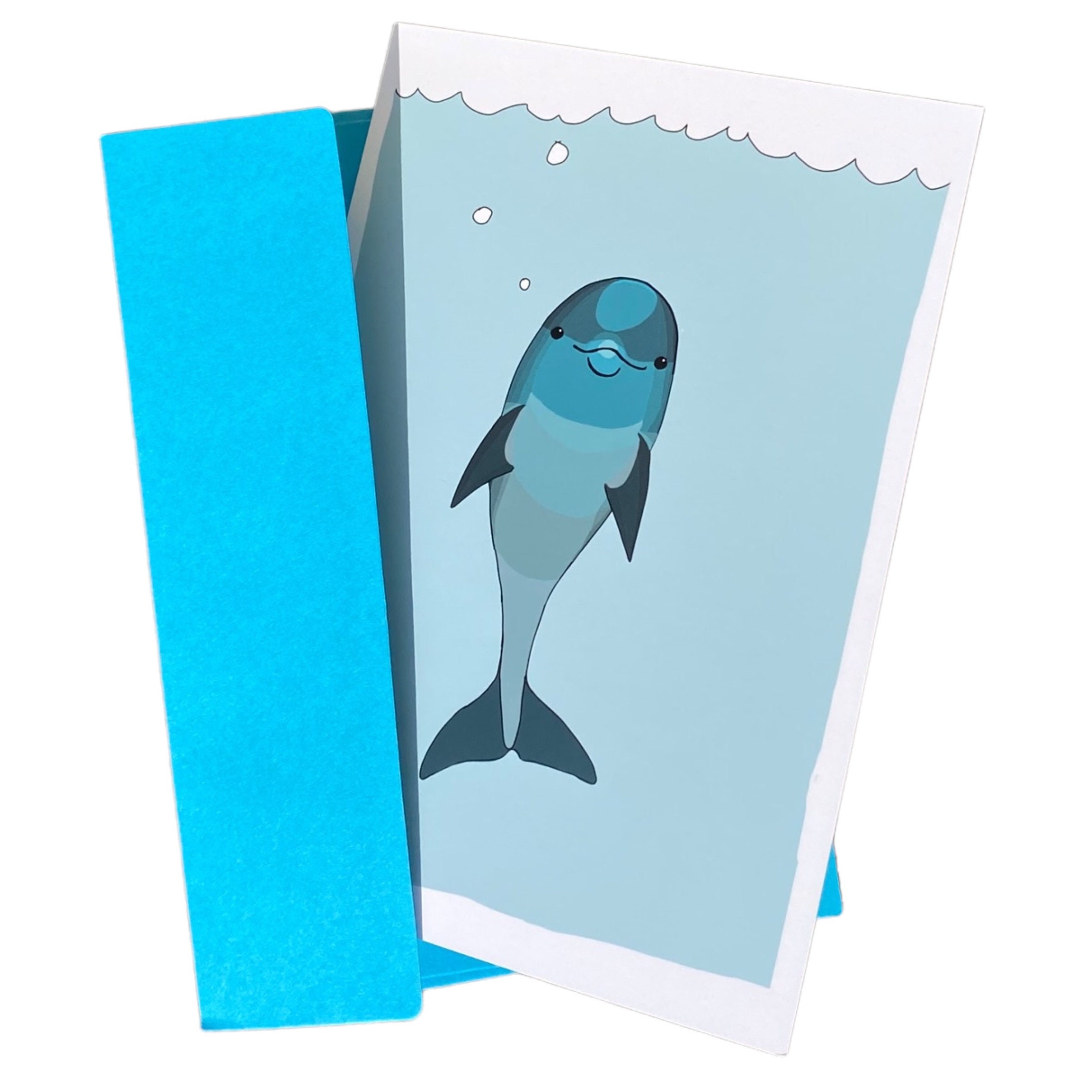 Dolphin Card Blue Dolphin Porpoise Card Ocean Card - Etsy