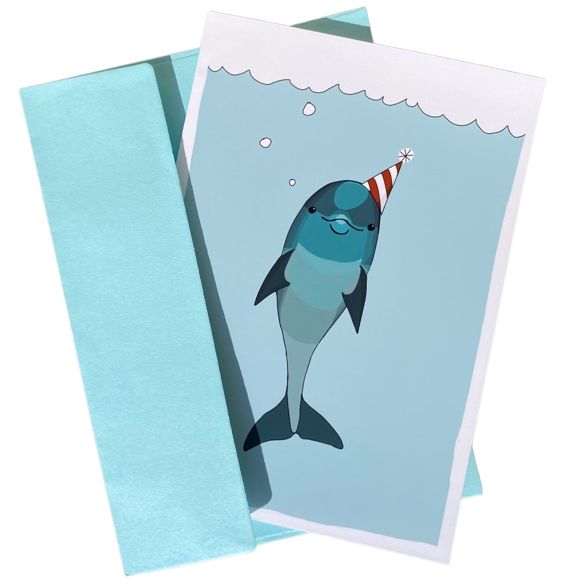 Dolphin Birthday Card Blue Dolphin Card Ocean Birthday Card Flipper ...