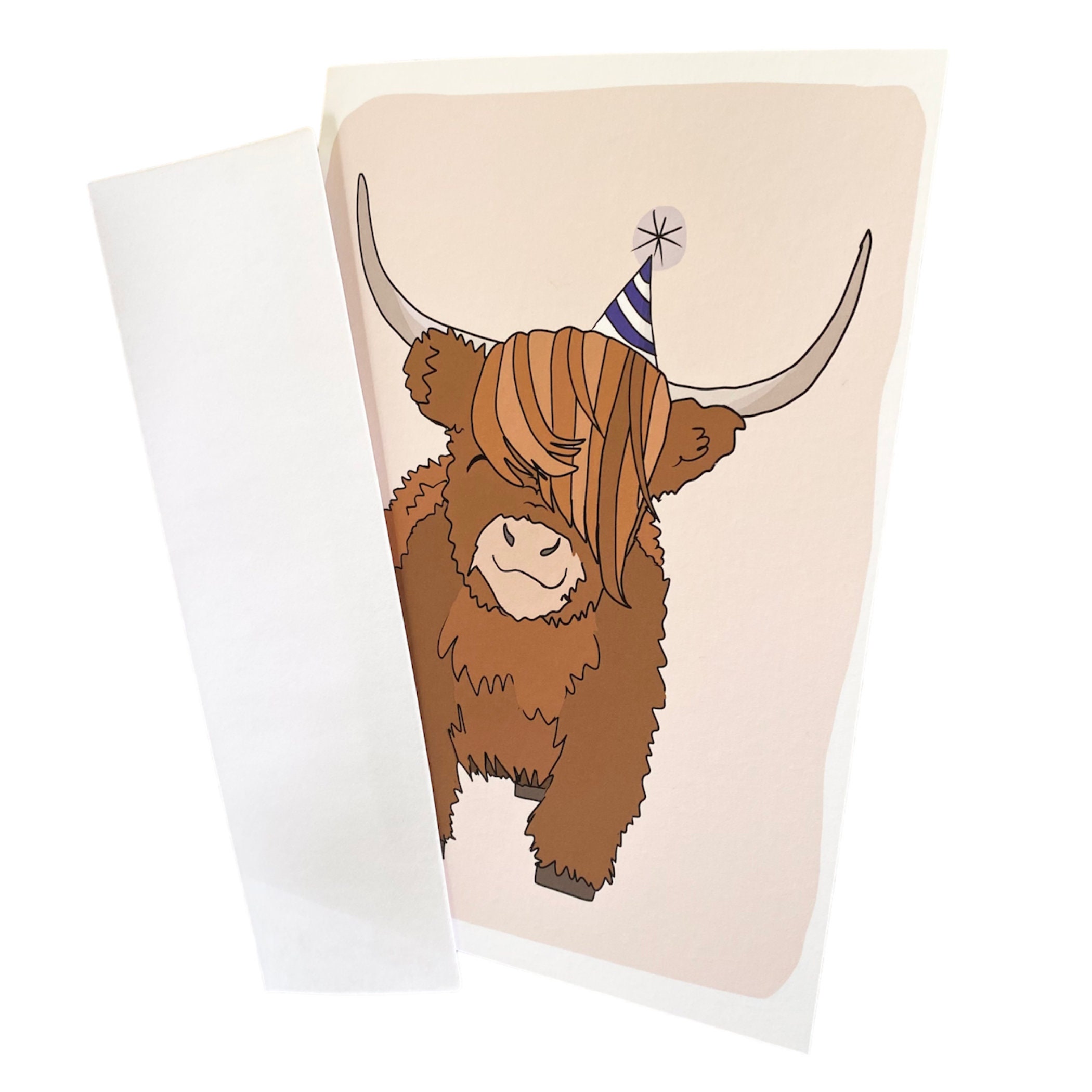 Scottish Highland Cow Wearing Birthday Hat Card Highland Cow Birthday ...