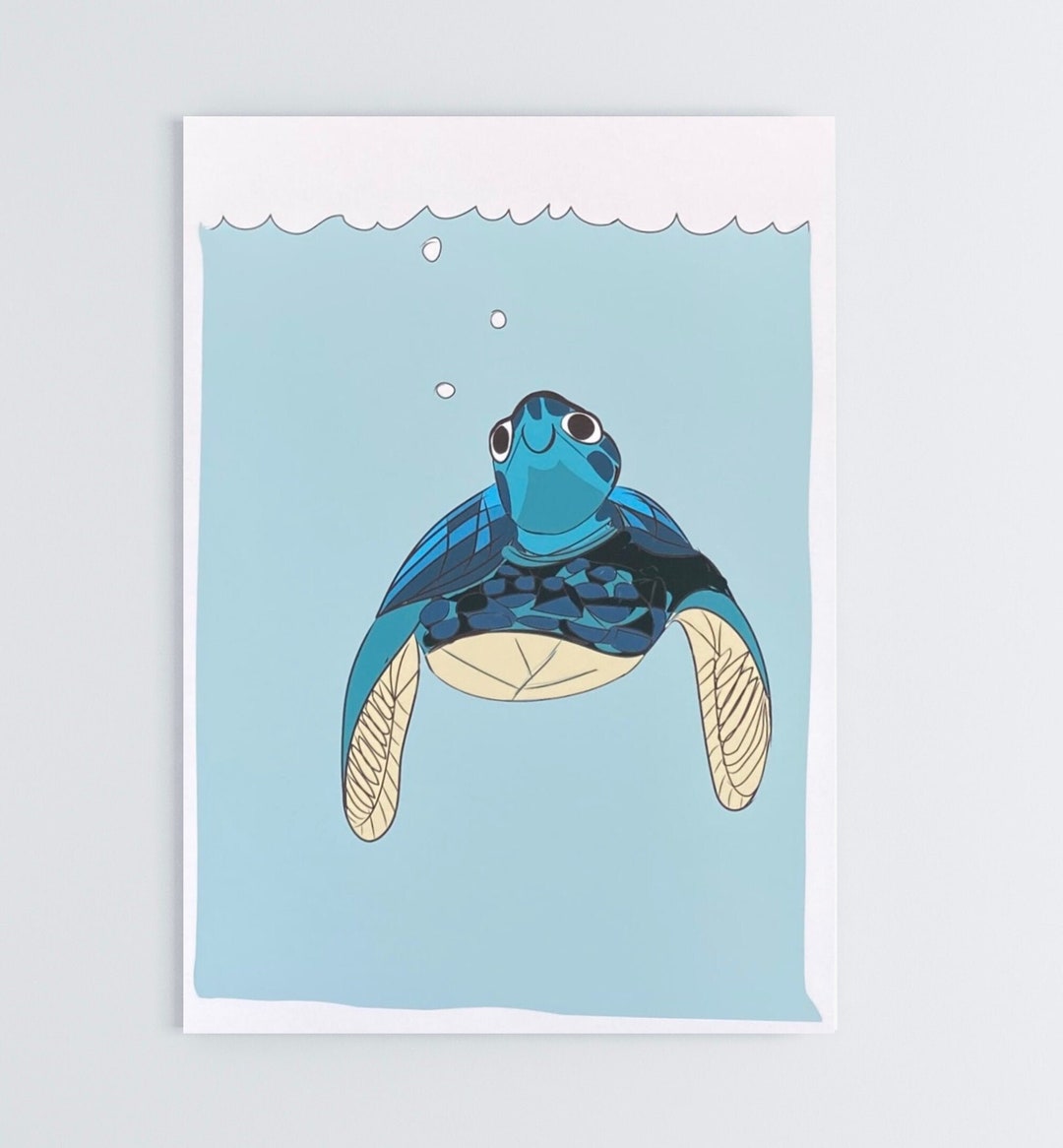 Sea Turtle Card Turtle Card Sea Creature Card Ocean Card - Etsy