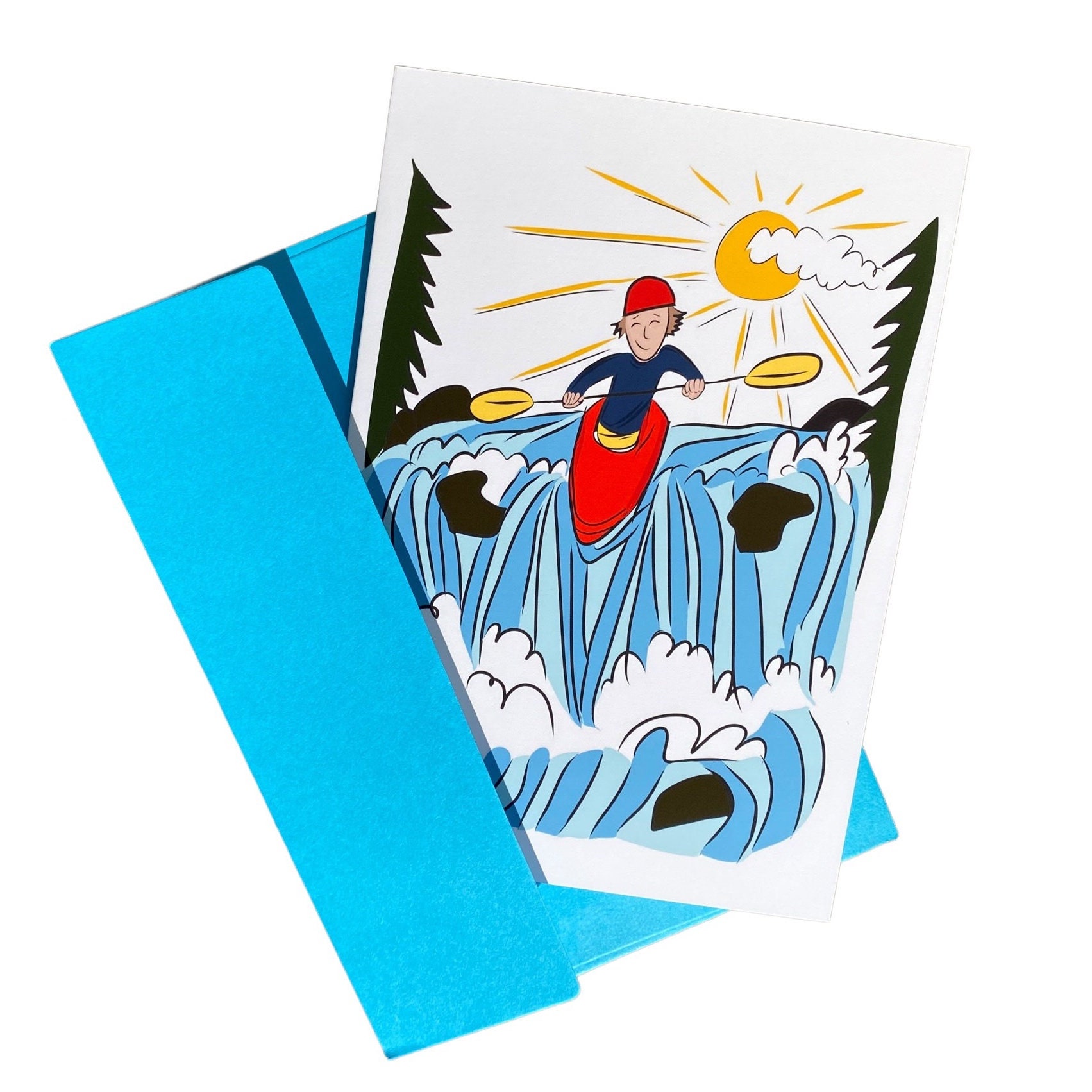 Kayak Waterfall Adventure Card Kayaking Card - Etsy