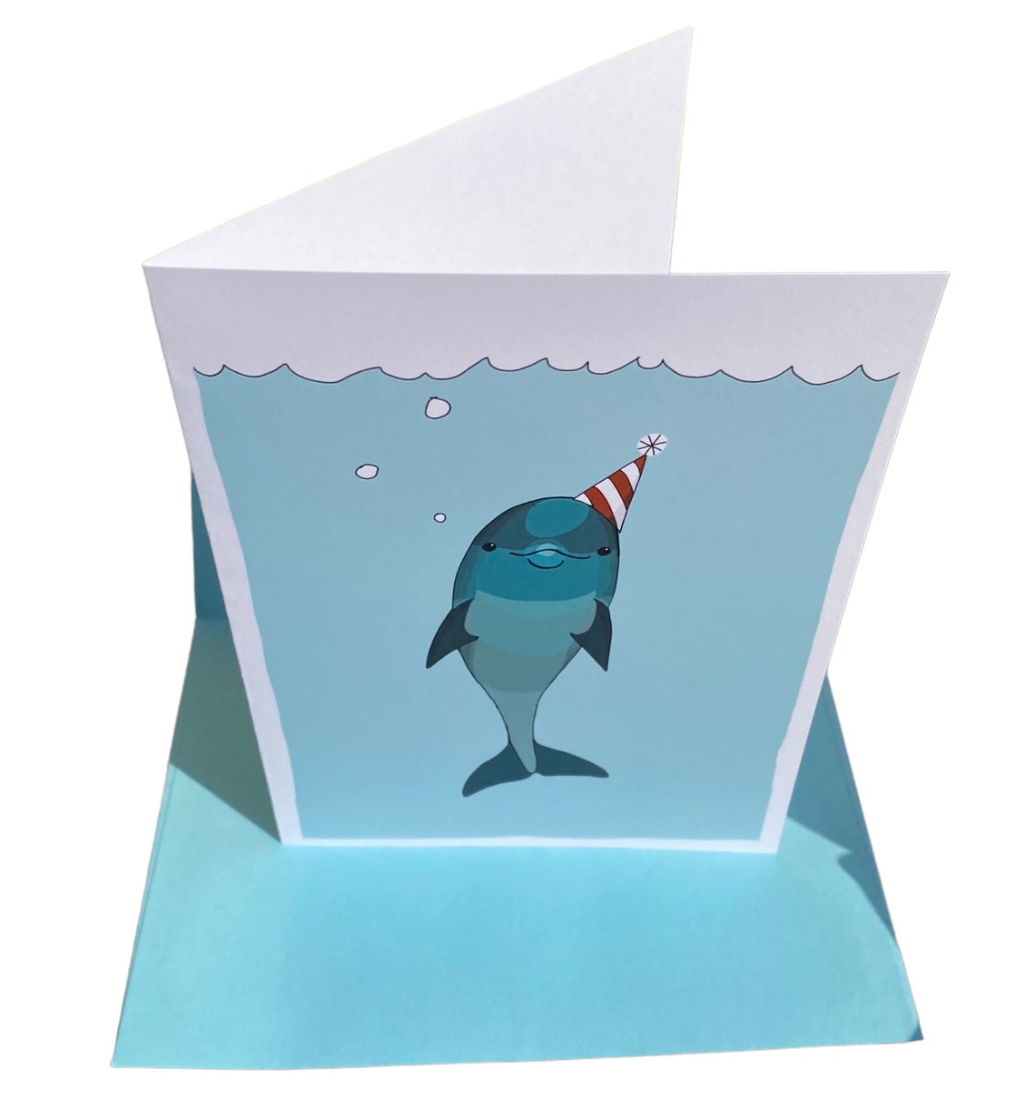 Dolphin Birthday Card Blue Dolphin Card Ocean Birthday Card Flipper ...