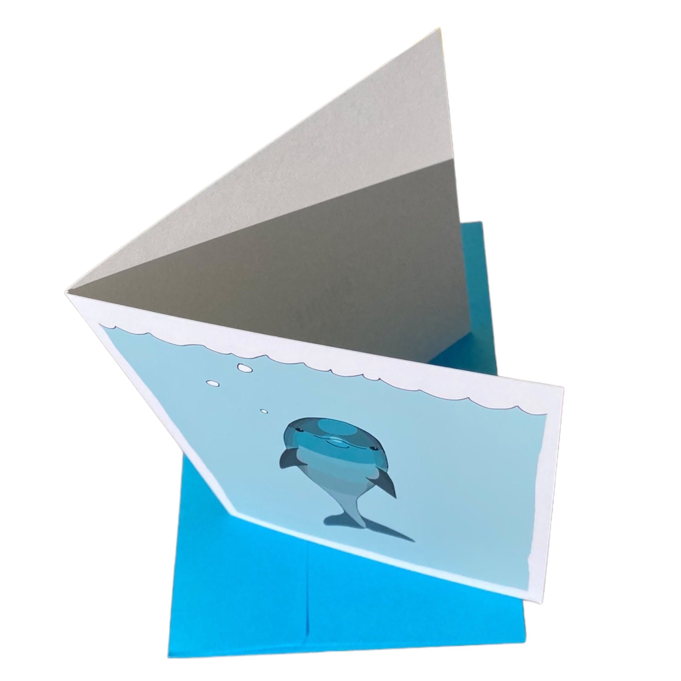 Dolphin Card Blue Dolphin Porpoise Card Ocean Card - Etsy