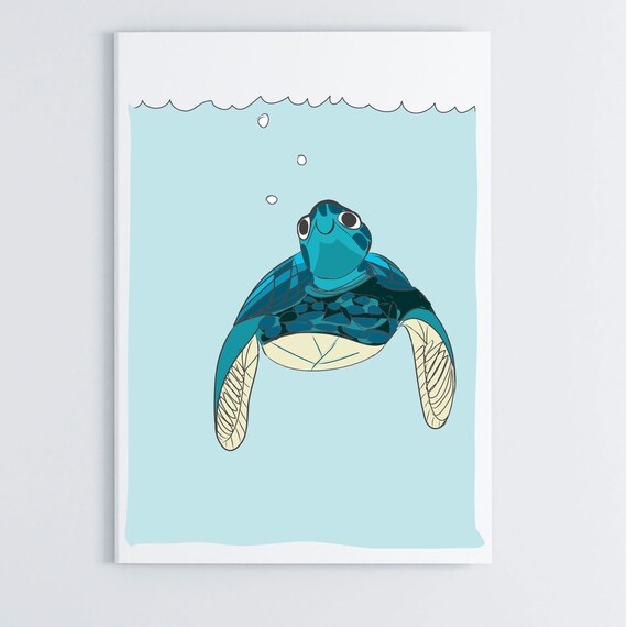 Sea Turtle Card Turtle Card Sea Creature Card Ocean Card - Etsy