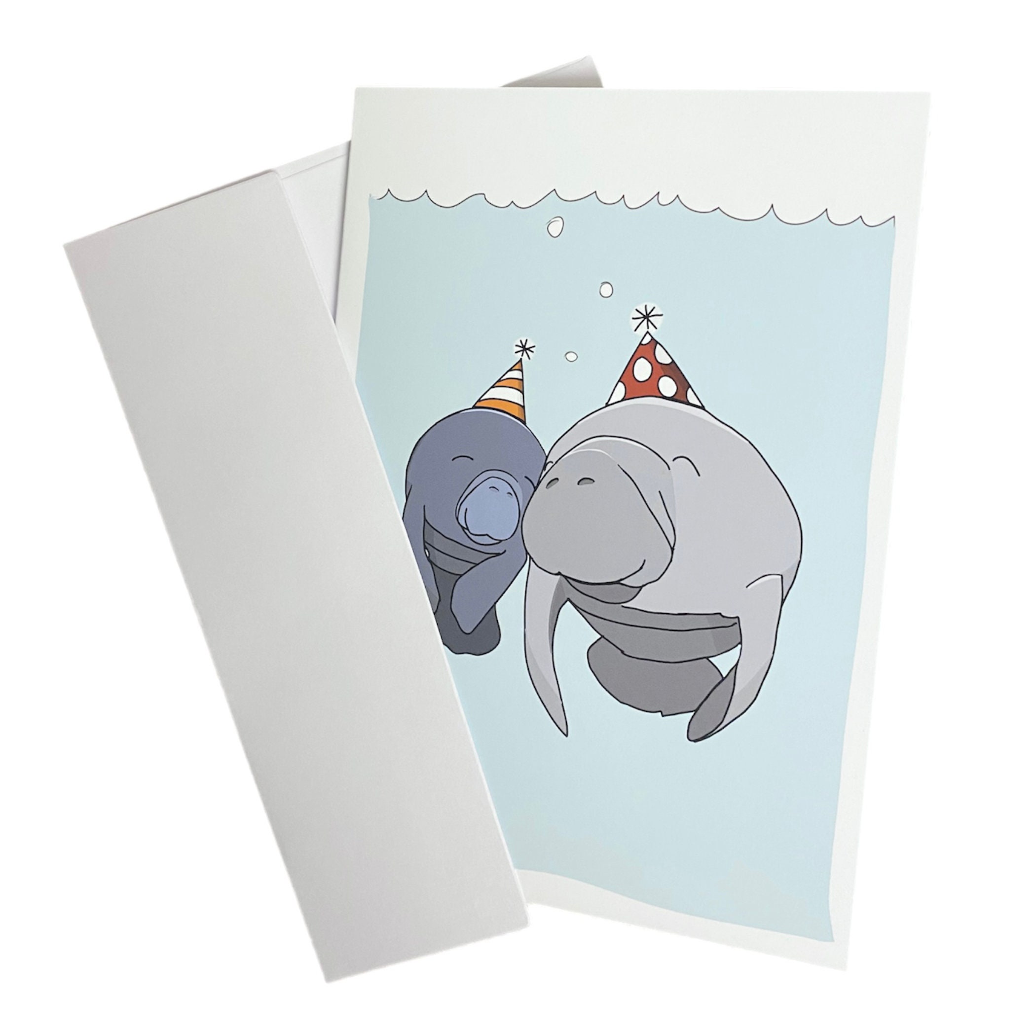 Manatee Birthday Card Blue Sea Cow Card Ocean Birthday - Etsy