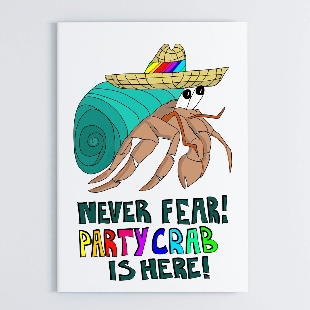 Hermit Crab Card Crab Card Party Crab is Here Card - Etsy