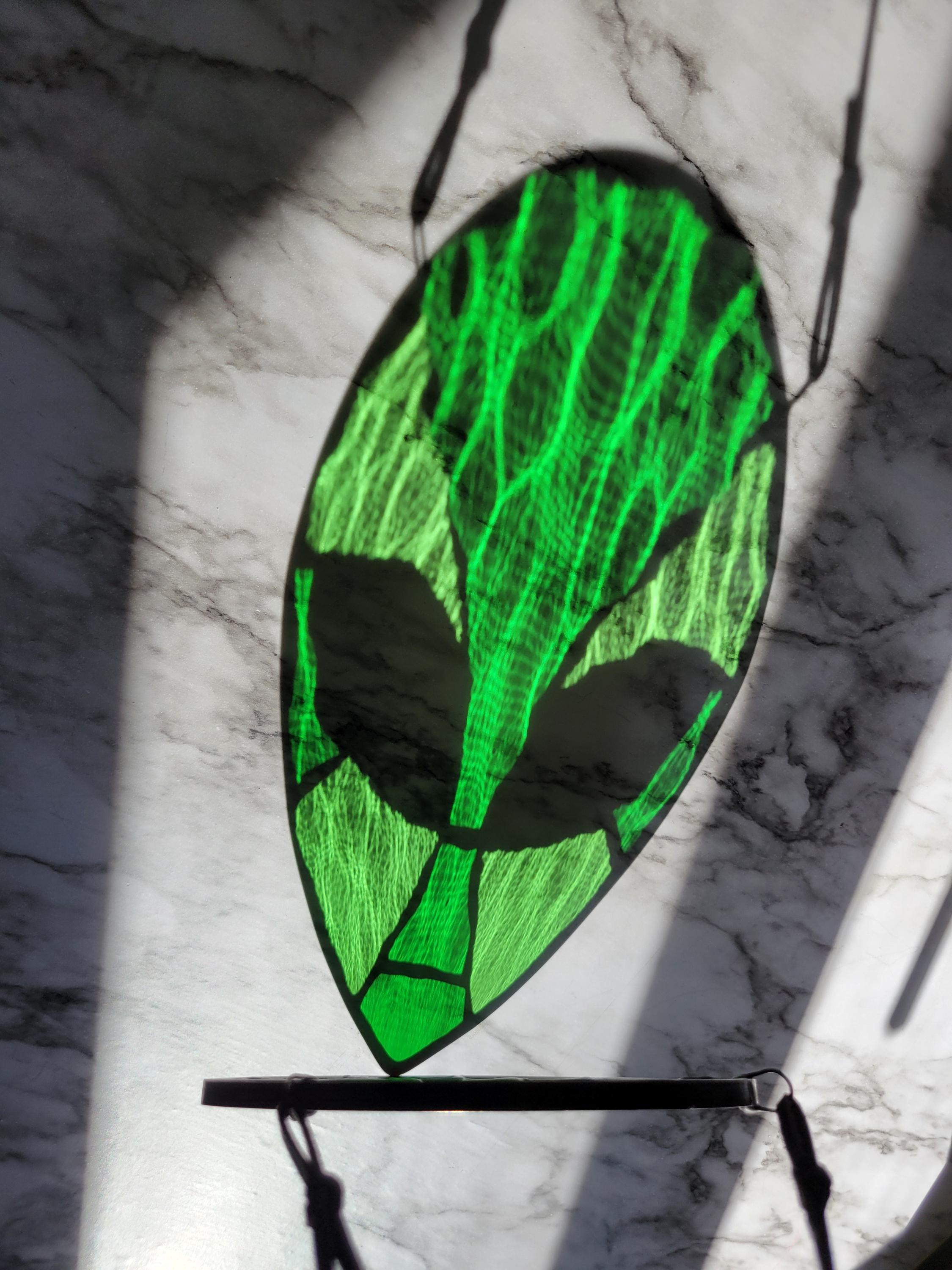Stained Glass Alien Head, Suncatcher, UFO, Sci-fi, Cosmic Art ...