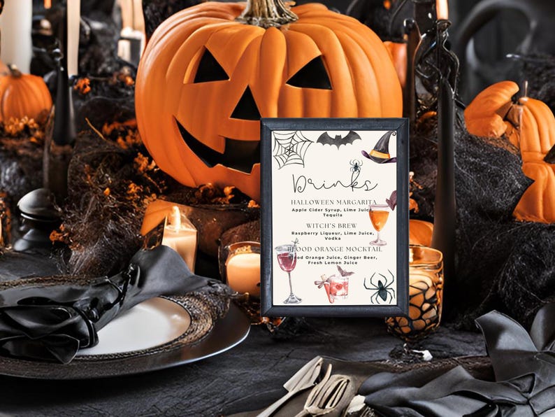 Halloween Spooky Drinks Cocktail Bar Menu Template, Editable Printable ...