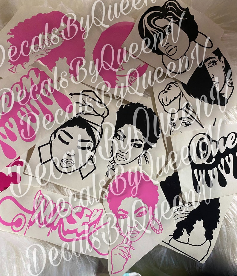 Pam Afro Woman Face Vinyl Decalafrican American Woman Decal Wine Glass ...