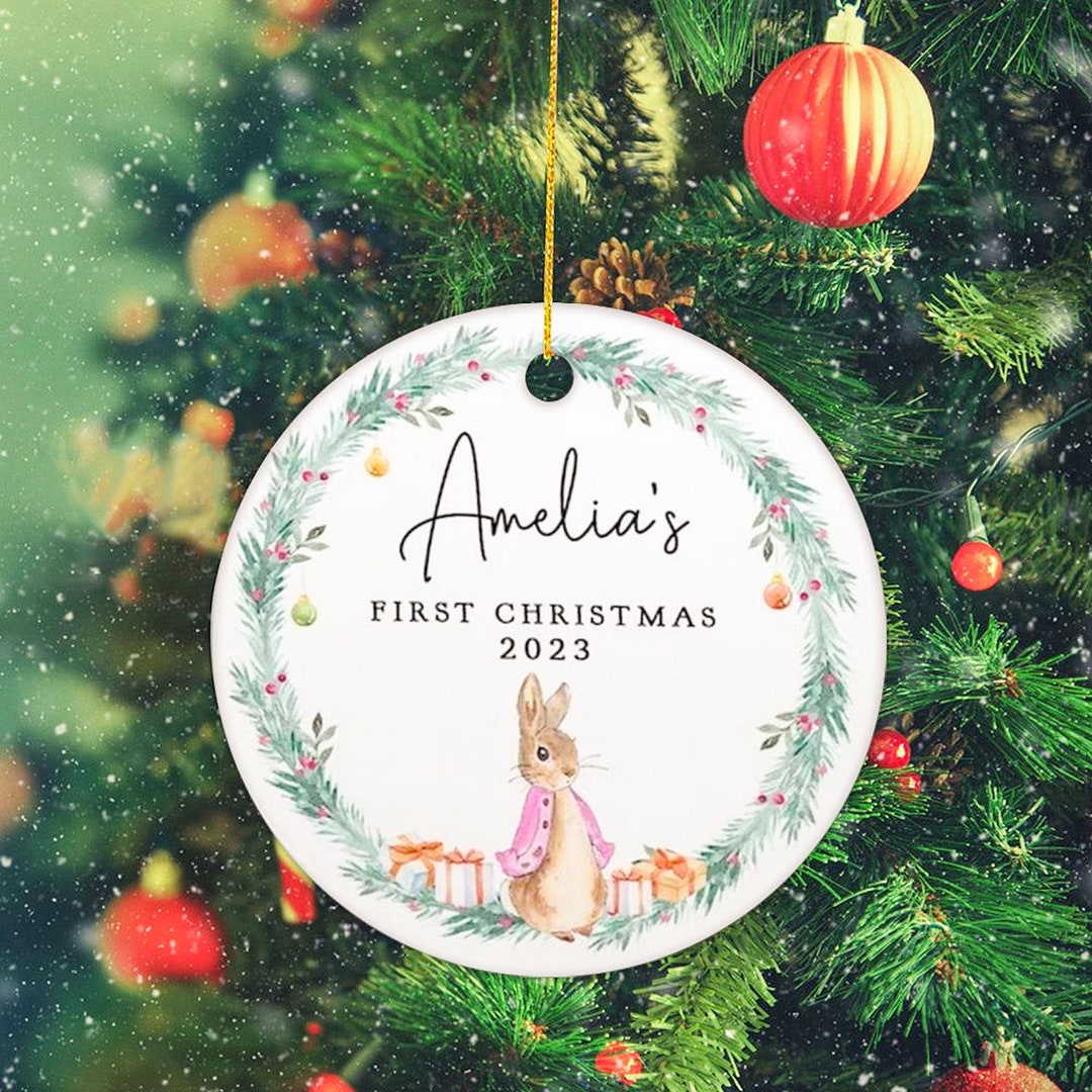 Babys 1st Rabbit Decoration, Ornament Baby Gift, Baby's Christmas ...