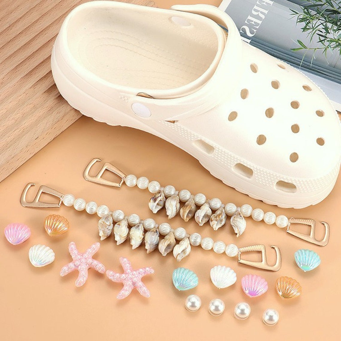 Crocs Charmsseashell and Starfish Pearls Shoe Charmsbeach - Etsy
