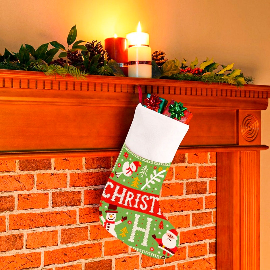 Merry Christmas Stocking Holiday Snowman Embroidered - Etsy