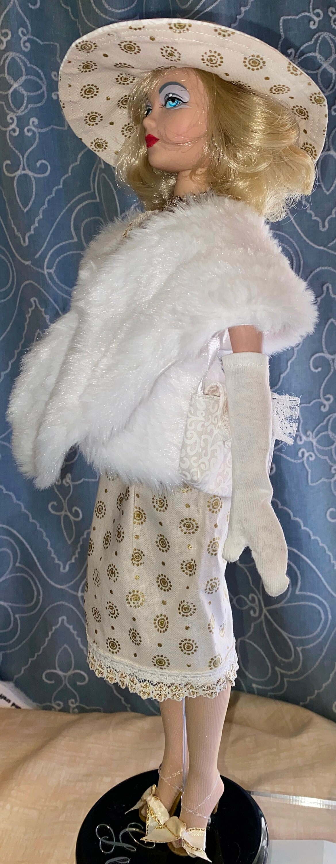 Gene Marshal Drop Waisted One Sleeve Dress in Gold and Cream - Etsy