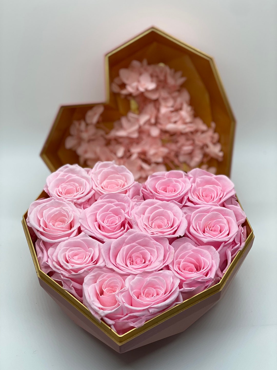 Preserved Roses in Heart Plastic Box - Etsy