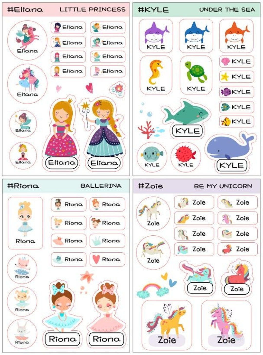 Kids Name Labels for Daycare, Preschool, School Supply / Personalized ...