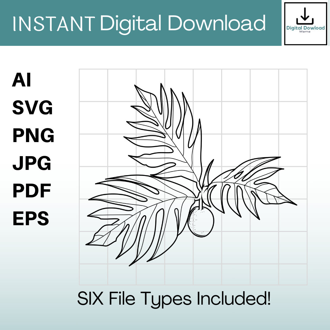 Ulu (breadfruit) Plant and Fruit Clipart Instant Download Ai / Svg ...