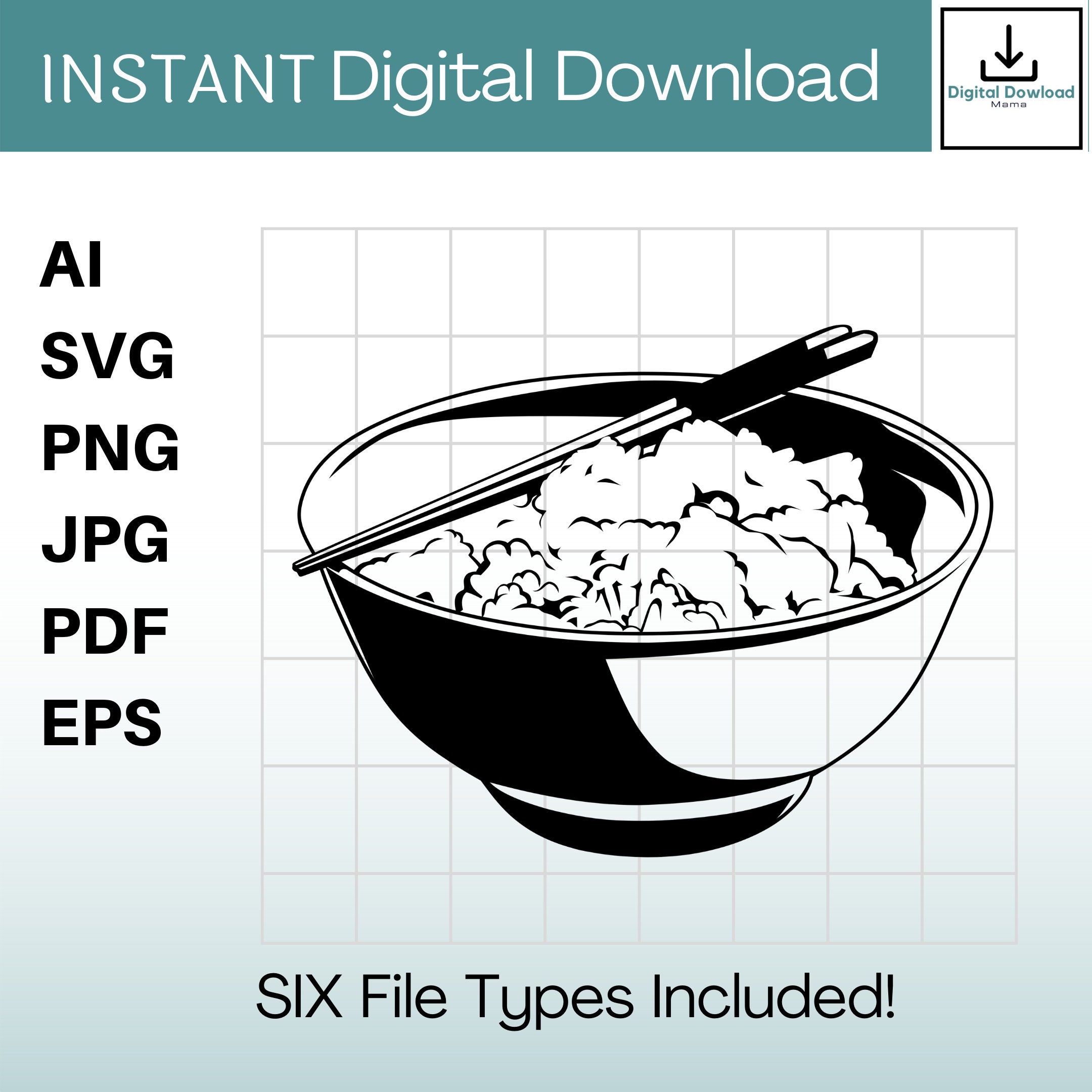 Bowl Rice Clipart Instant Download Ai / Svg / Png / Jpg / Pdf / Eps ...