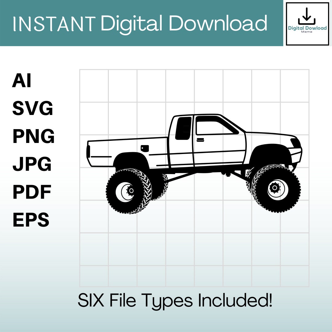 Lifted Toyota Truck Clipart Instant Download Ai / Svg / Png / Jpg / Pdf ...