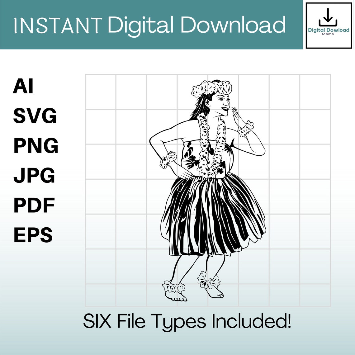 Hula Dancer Clipart Instant Download Ai / Svg / Png / Jpg / Pdf / Eps ...