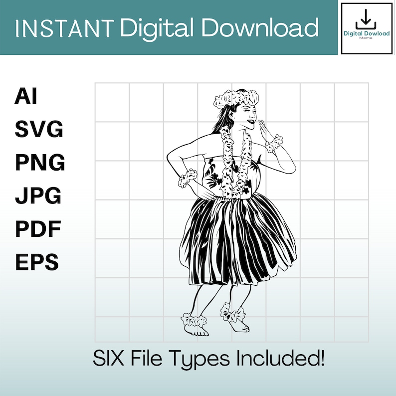 Hula Dancer Clipart Instant Download Ai / Svg / Png / Jpg / Pdf / Eps ...
