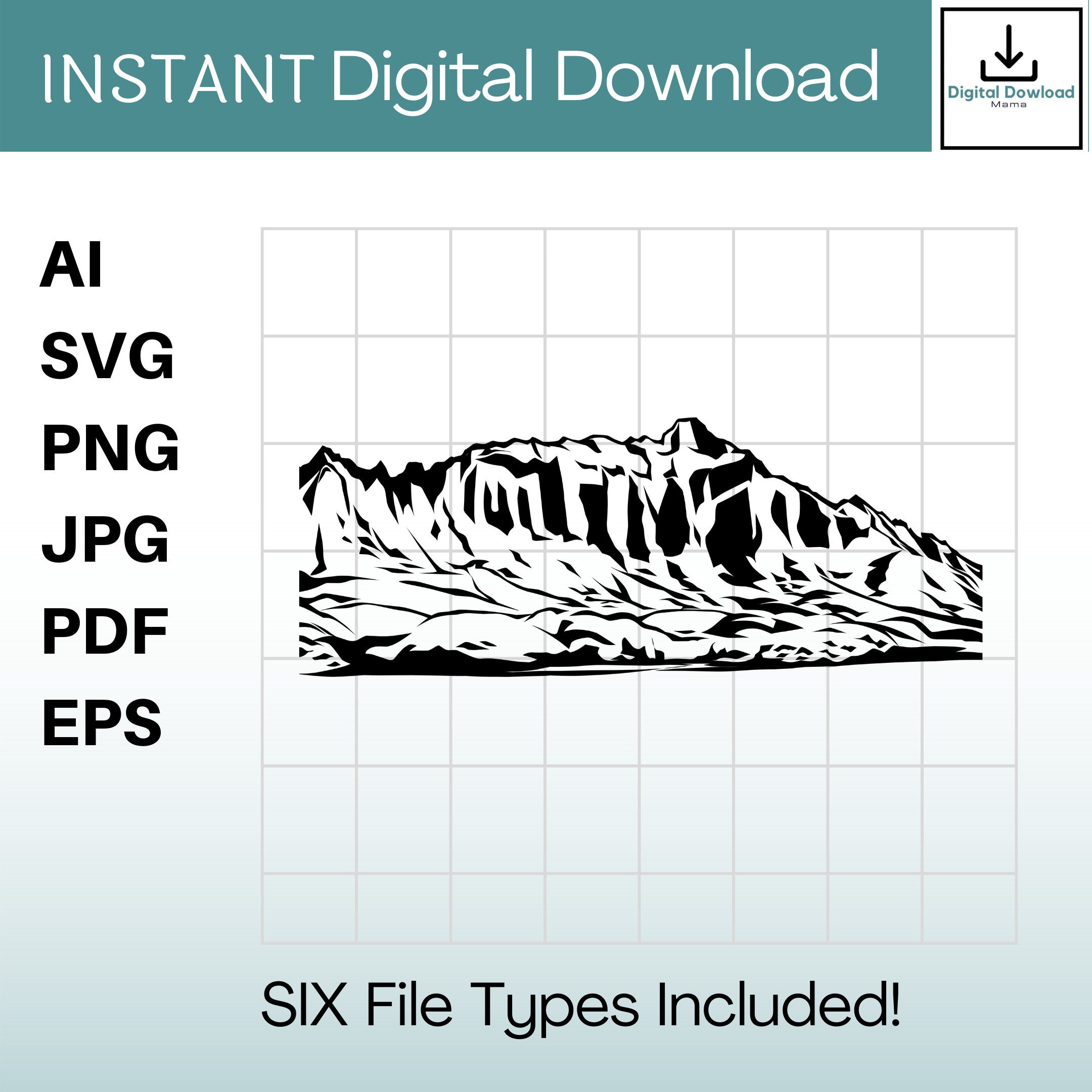 Ko'olau Mountains Clipart Instant Download Ai / Svg / Png / Jpg / Pdf ...