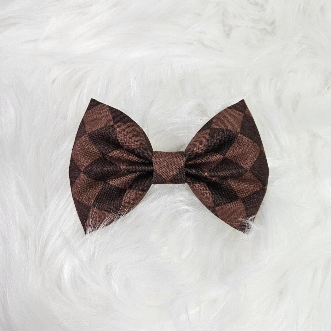 Choco Checkmate Pup Bow Tie | Sailor Bow Tie - Etsy