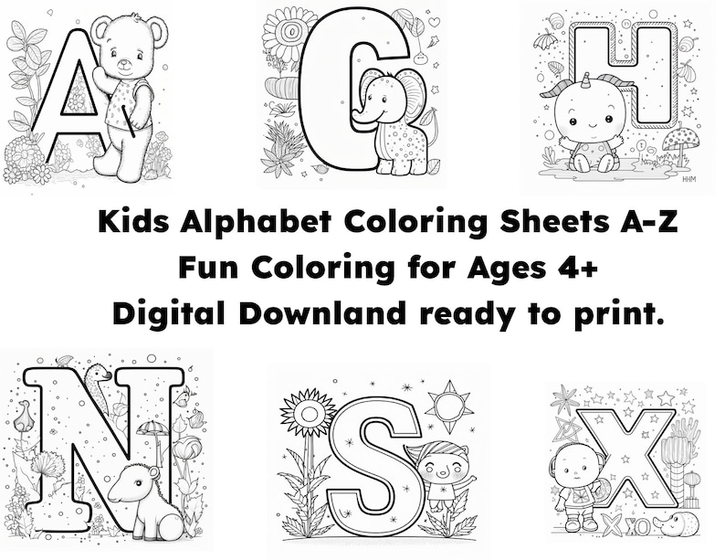 Kids Easy Coloring Pages A-Z, Alphabet, Coloring Pages, Fun Activity ...