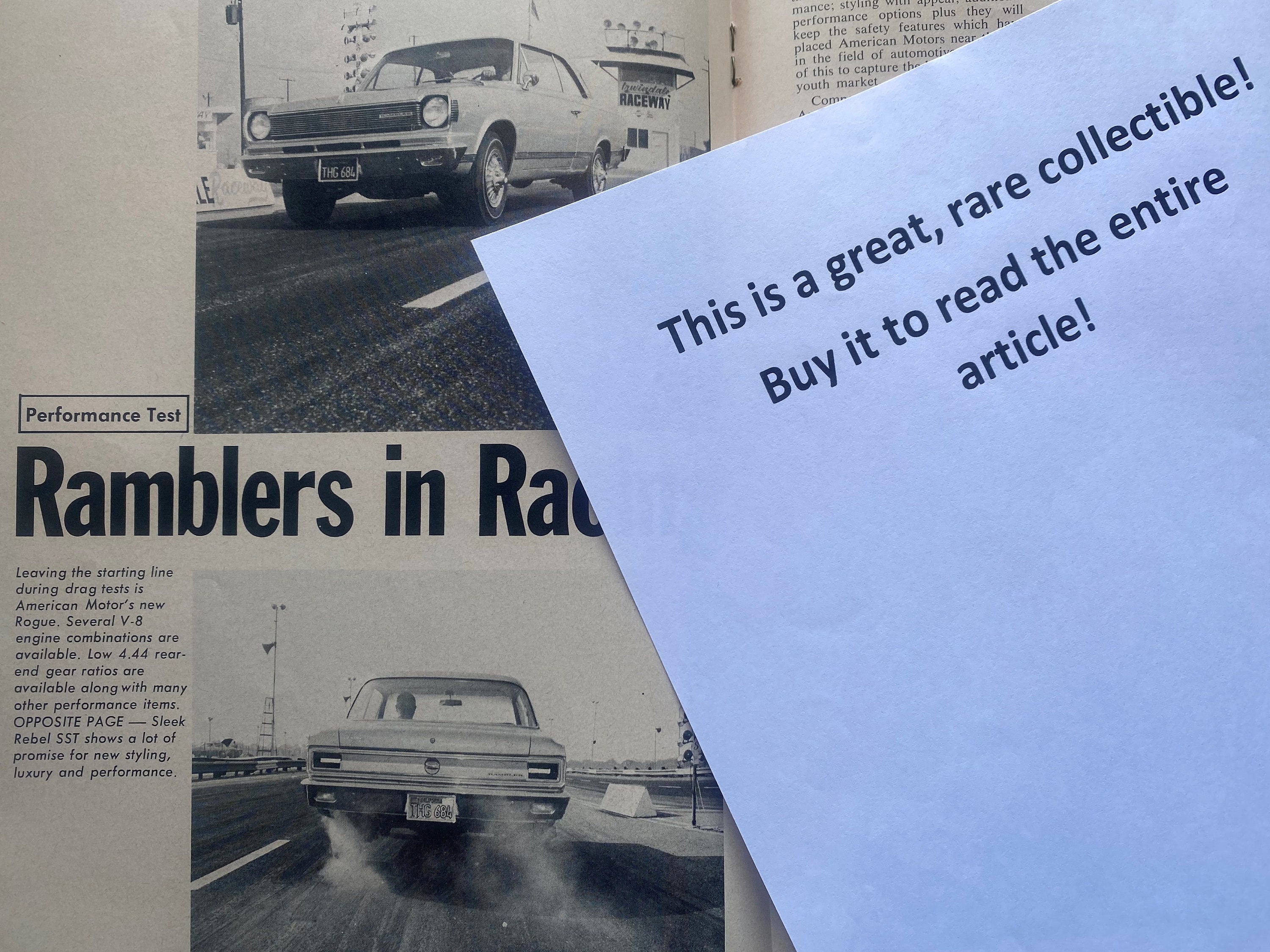 1967 AMC Rambler Racing Program and Hodako Motorcycle Featured in ...
