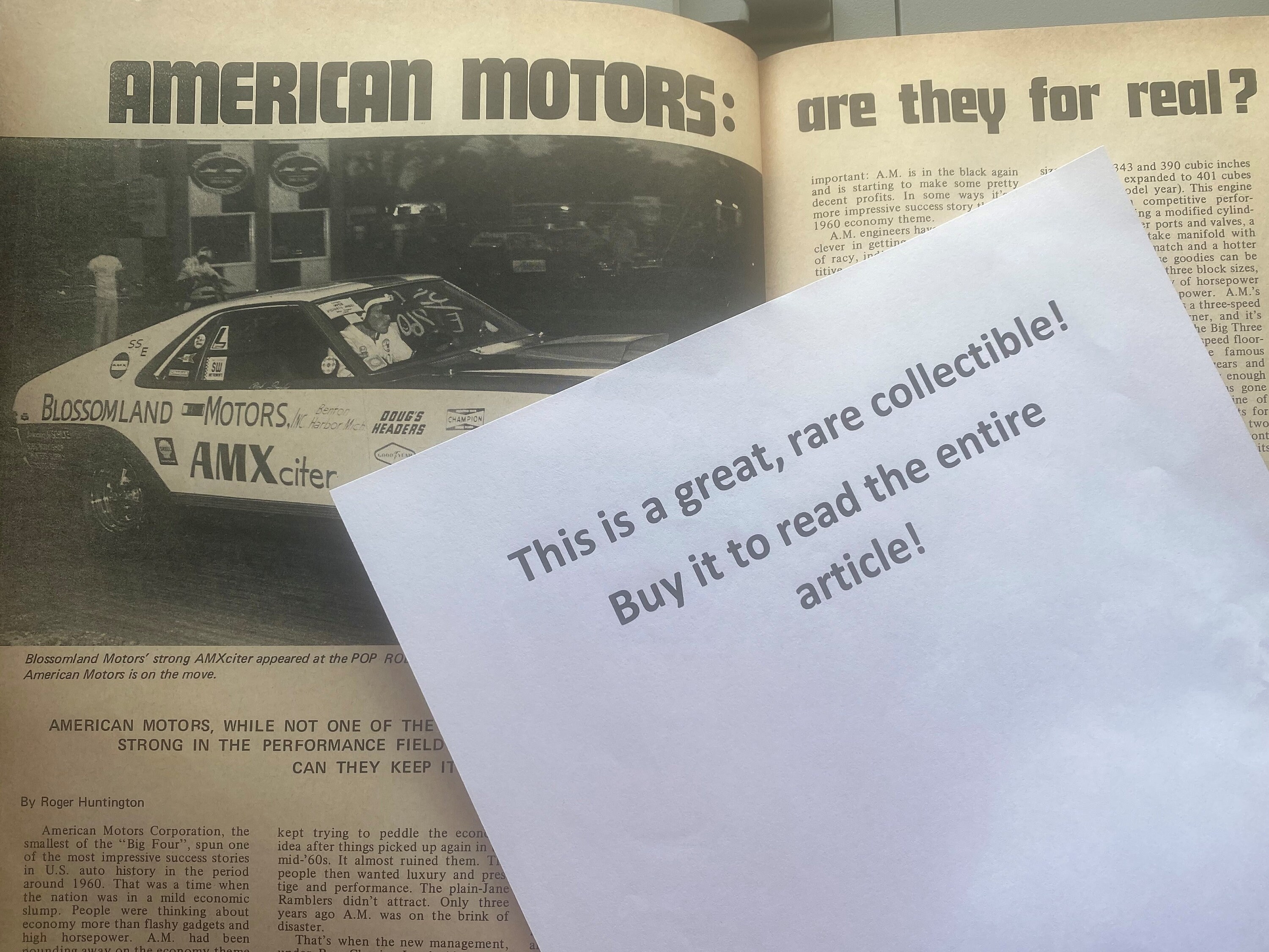 1969 AMC Racing Program in Vintage 1969 Popular Hot Rodding Magazine ...