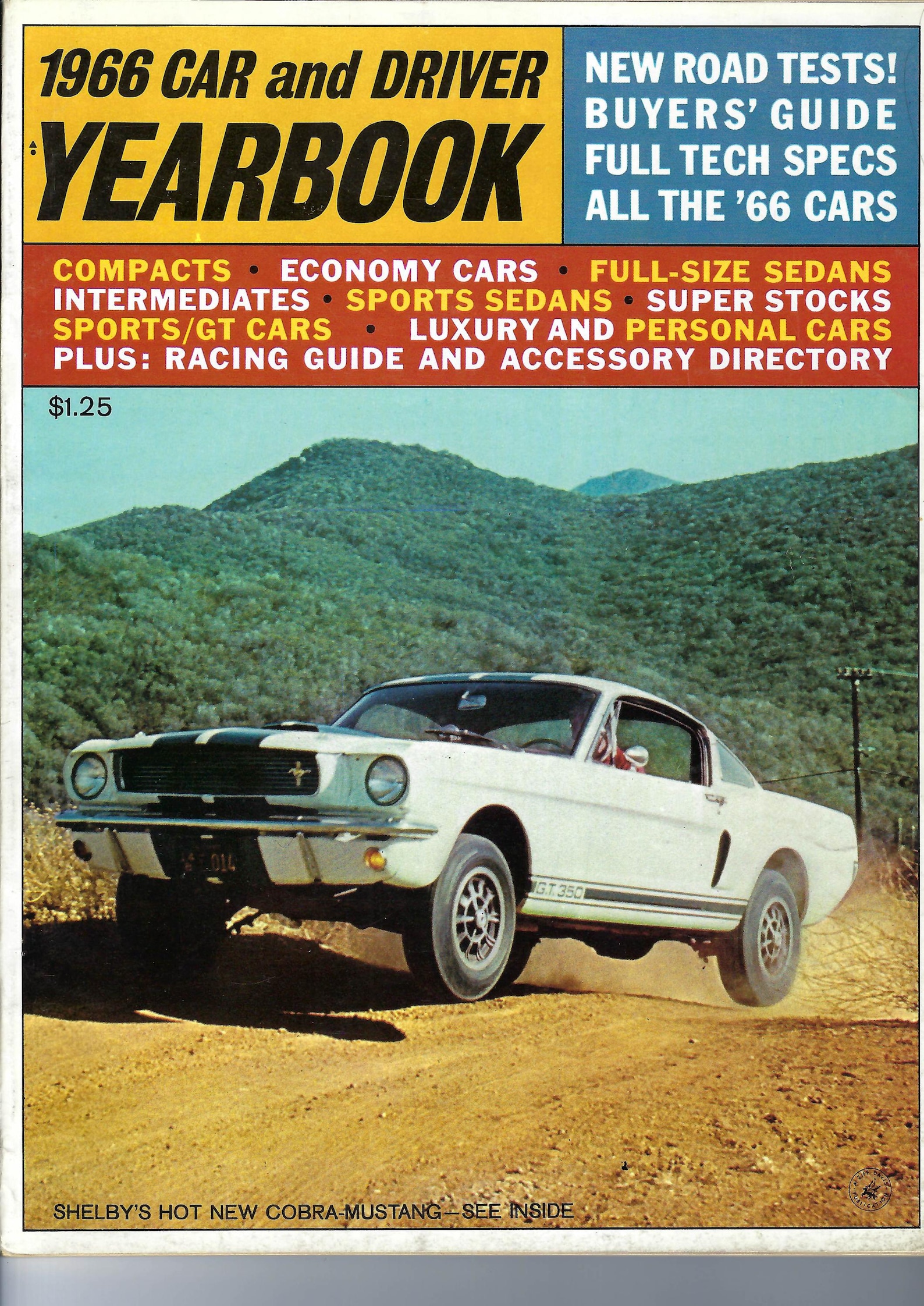 1966 New Cars in Car and Driver Yearbook. Shelby Cobra, Ford Mustang Gt ...