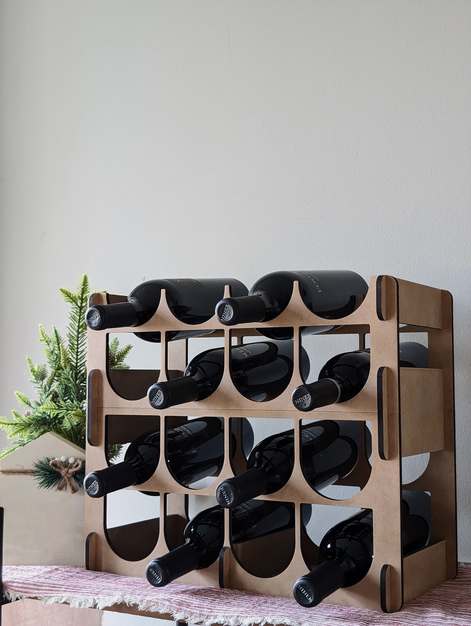 Crafted Wooden Wine Rack, Modern Aesthetic Wine Rack, Wine Storage ...