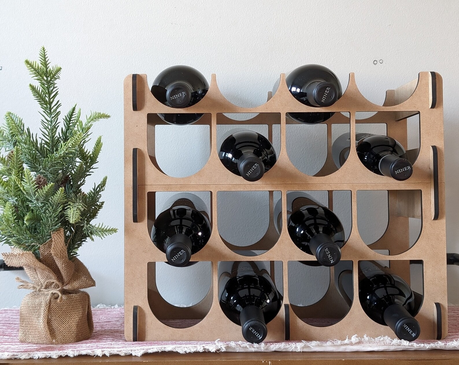 Crafted Wooden Wine Rack, Modern Aesthetic Wine Rack, Wine Storage ...